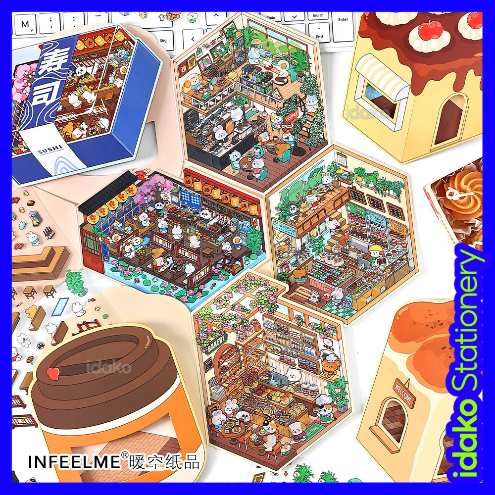 Idako [Today Opening Series] Vol.05 Miniature 3D Landscaping Sticker Handbook diy Scene ...