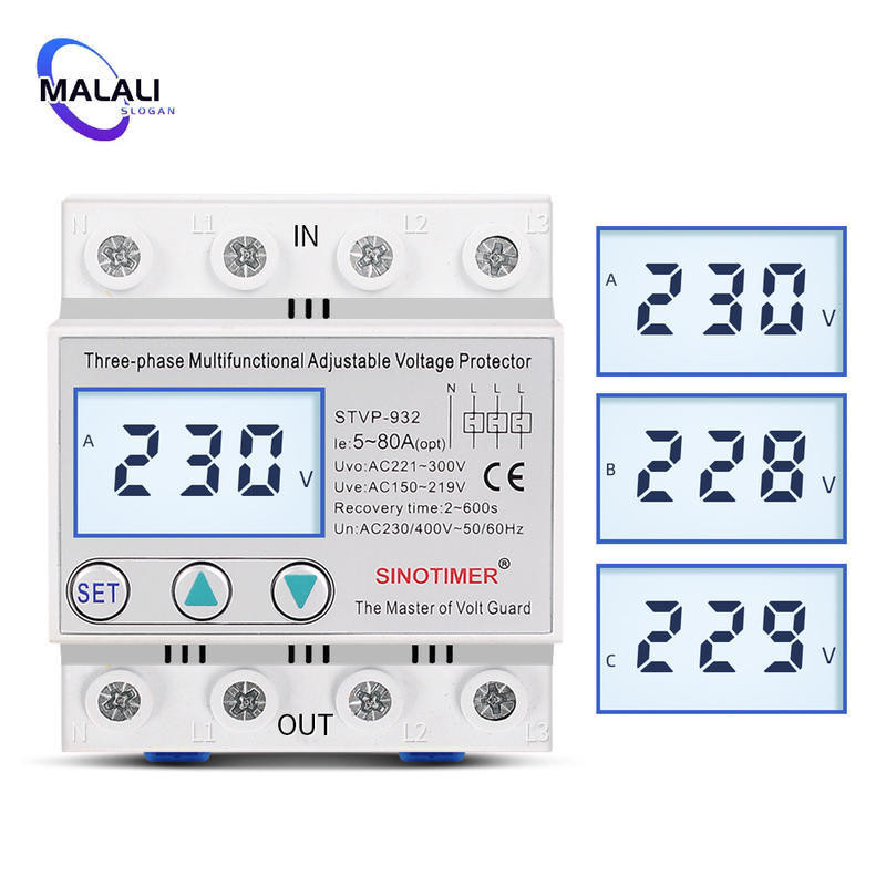 STVP-932 Three phase LCD Display Self resetting Adjustable Intelligent ...