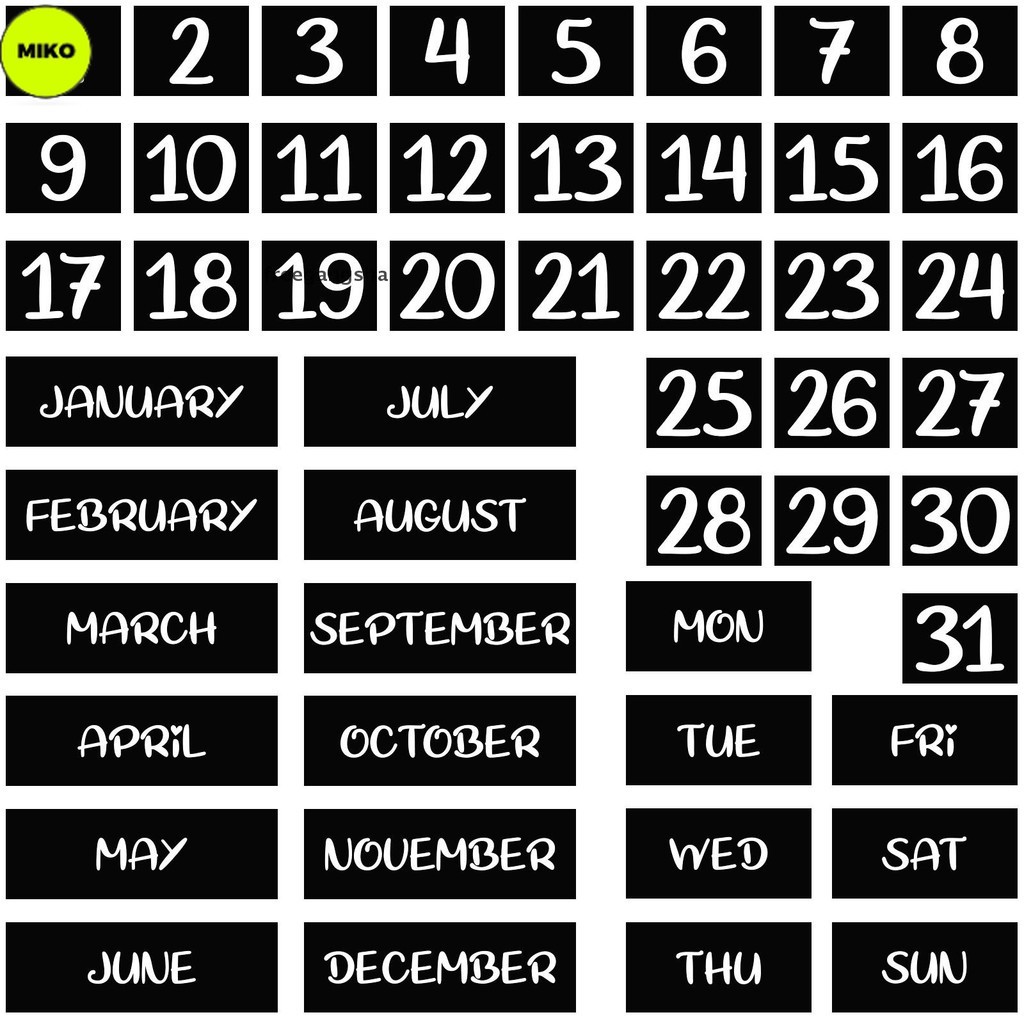 MS 50 Pcs LARGE SIZE Magnetic Days Of The Week And Months,Magnetic ...