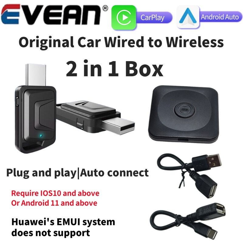 CarPlay Box BT WiFi Wireless Carplay Android Auto Adapter 2 in 1 Mini ...