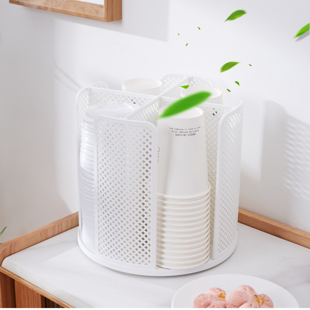 Desktop Cup Storage Organizer 360° Rotatable Coffee Cup Dispenser 4 ...
