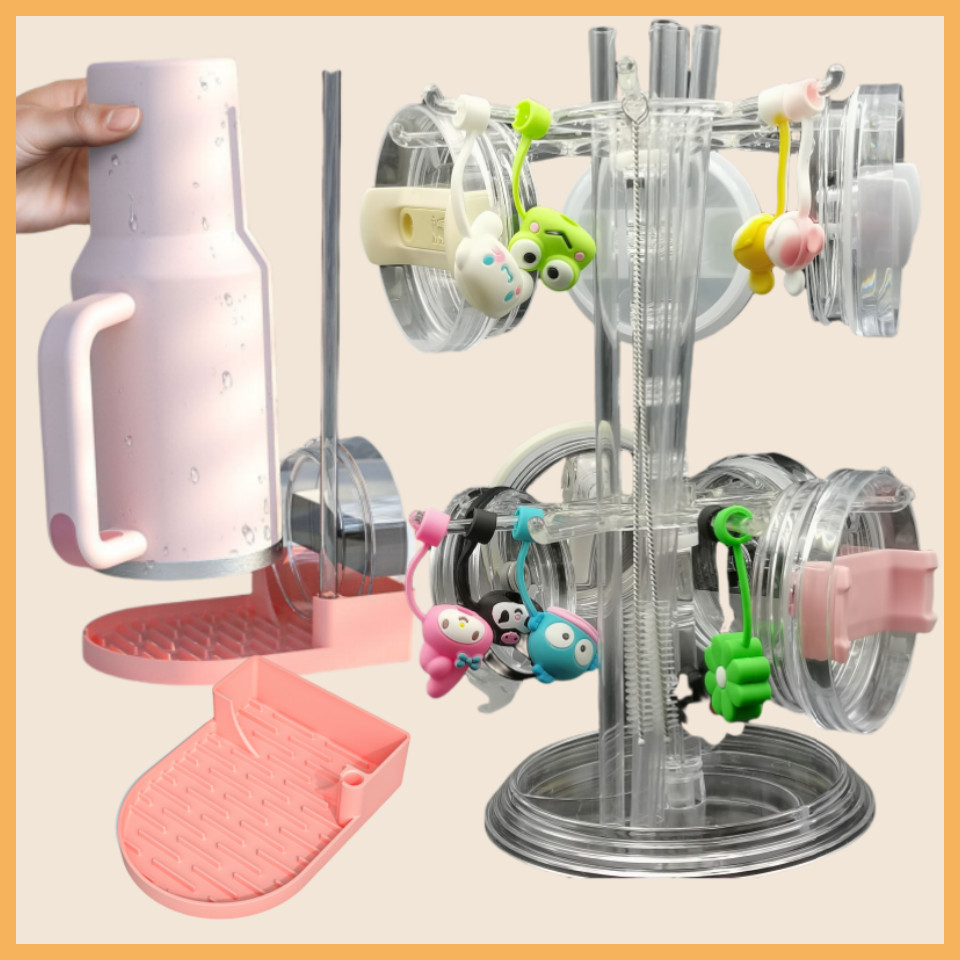 Double Rotating Stanley Cup Accessories Storage Rack Water Bottle Cap ...