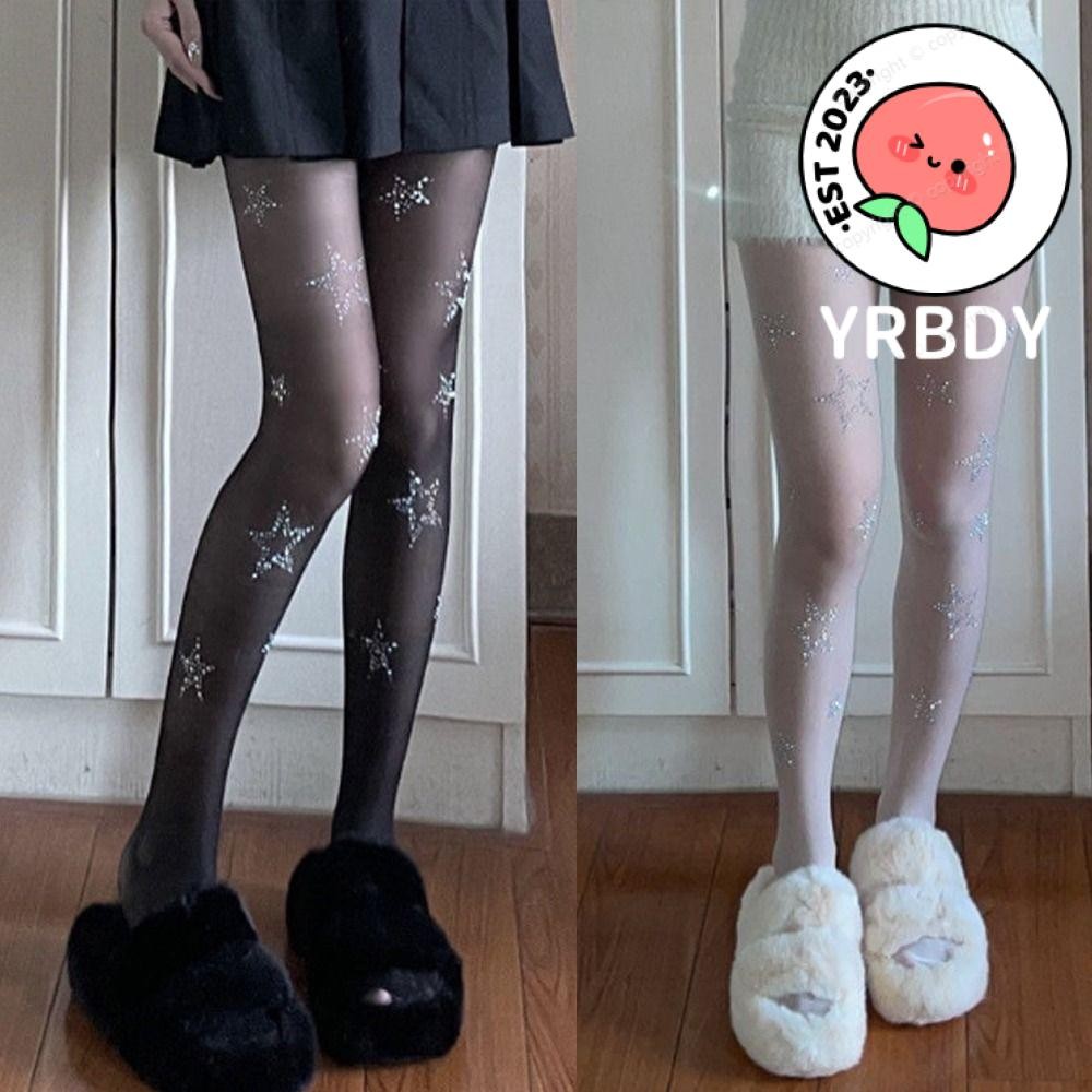 YRBWDYZDH Diamond Star Stockings, High Elasticity Black Color Thigh ...