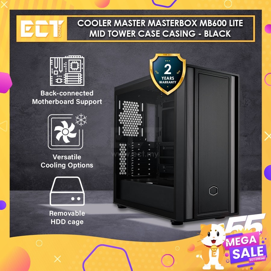 Cooler Master MasterBox MB600 Lite Mid Tower Case Casing (Black / White ...