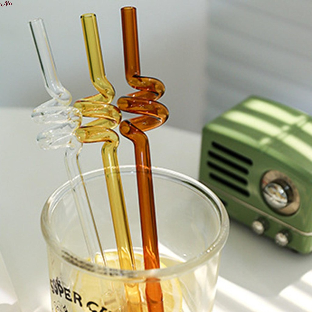 Reusable Drinking Glass Straws Simple Structure Transparent Glass Straw ...