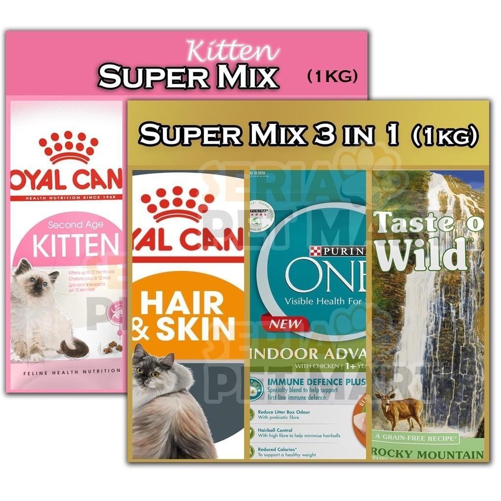 Super Mix Kibble Pack 1kg (RC Hair & Skin, Purina One Indoor & TOTW ...