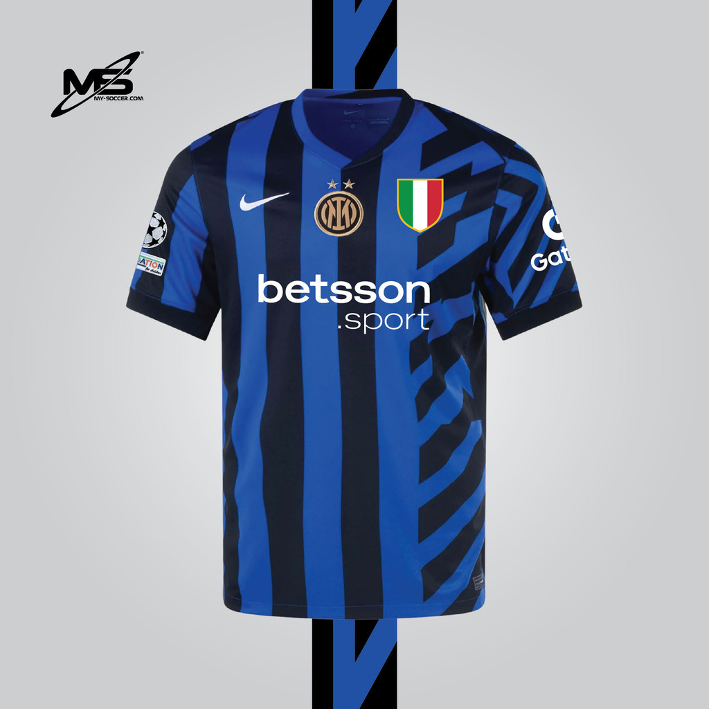 UCL NIKE Inter Milan FC Home 2024-25 Stadium Jersey (Completed with Sponsors + UCL patches ...