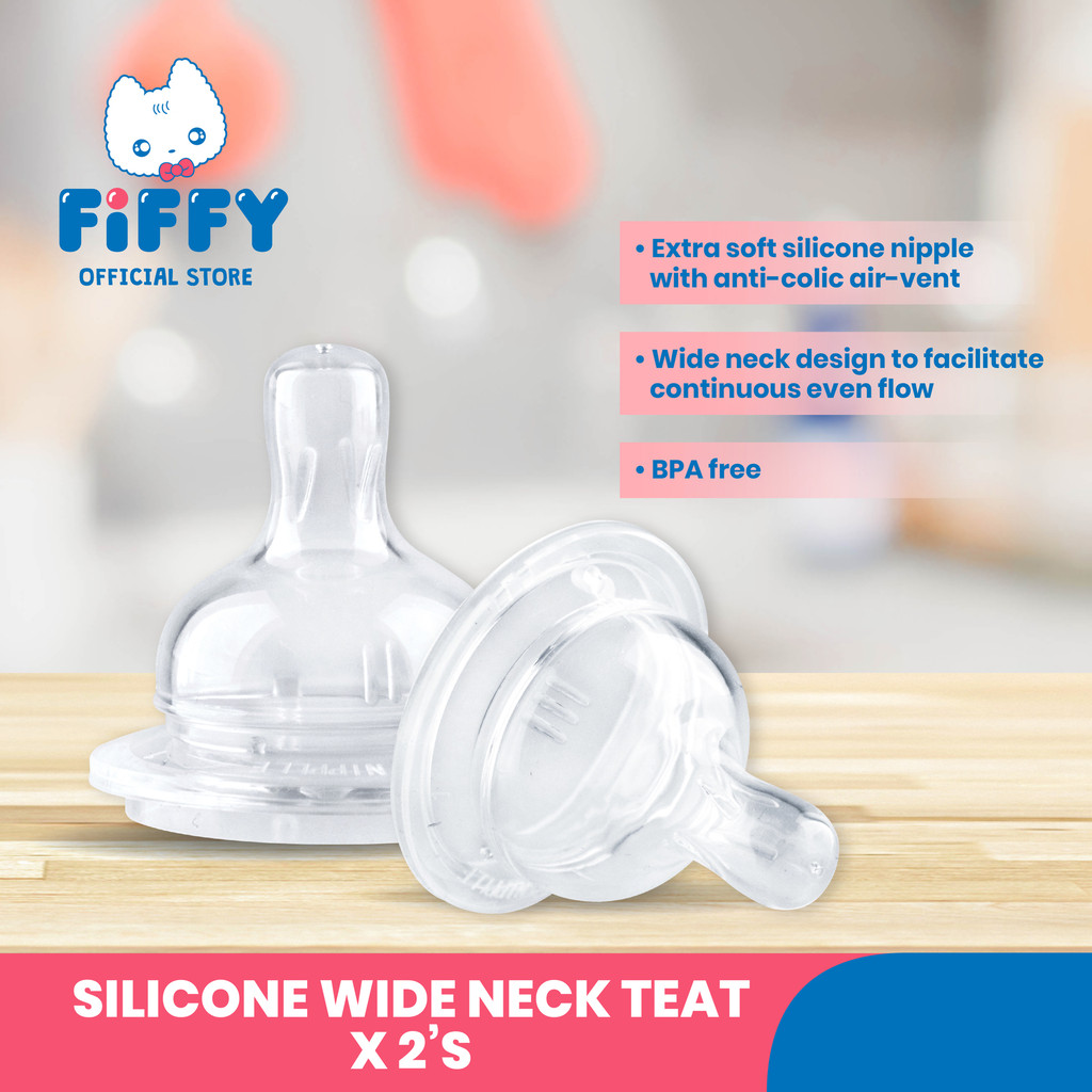 FIFFY PUTING BAYI SILICONE WIDE NECK TEATS (2PCS) (18190) | Shopee Malaysia
