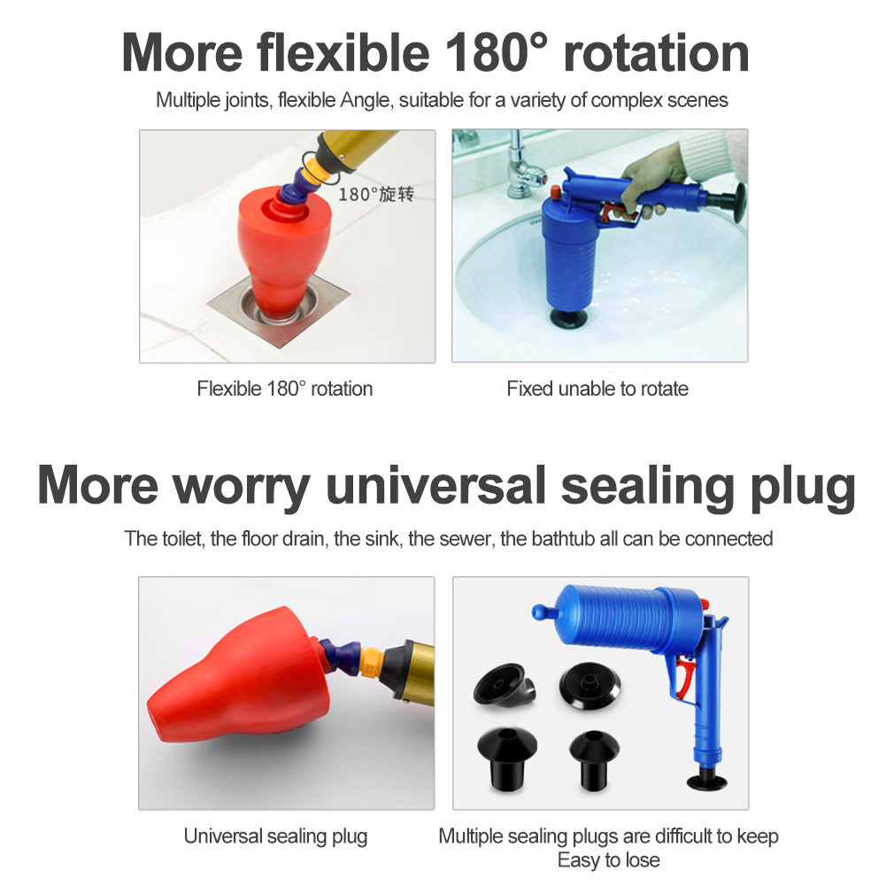 Sink Clogged Plunger High Pressure Dredge Plunger Device 180 Degree ...
