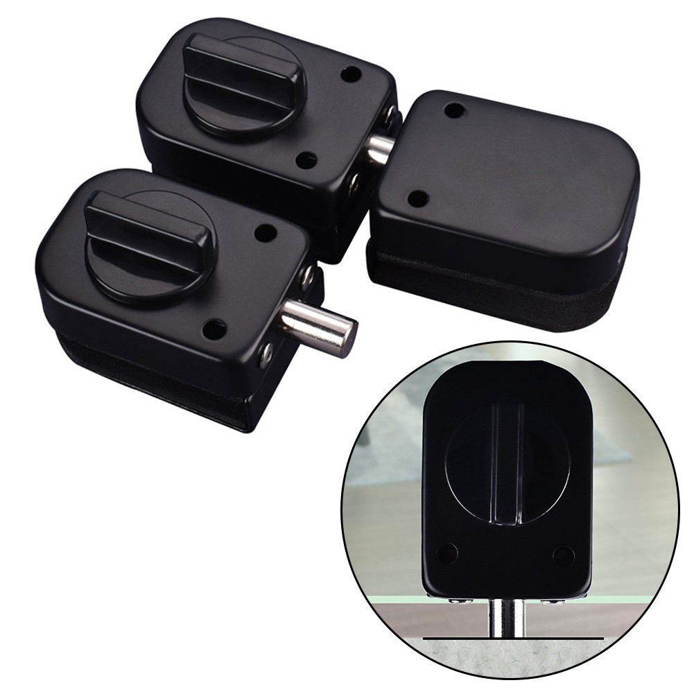 SUS304 Black Glass Door Lock Secure Sliding Control Latch Installation ...