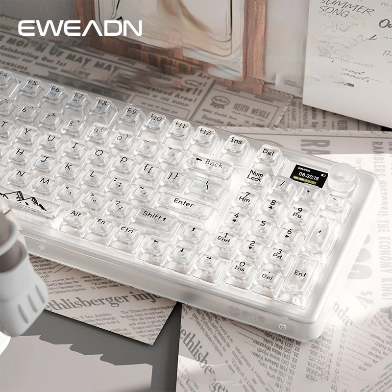 EWEADN V99 wireless transparent mechanical keyboard with knob and ...