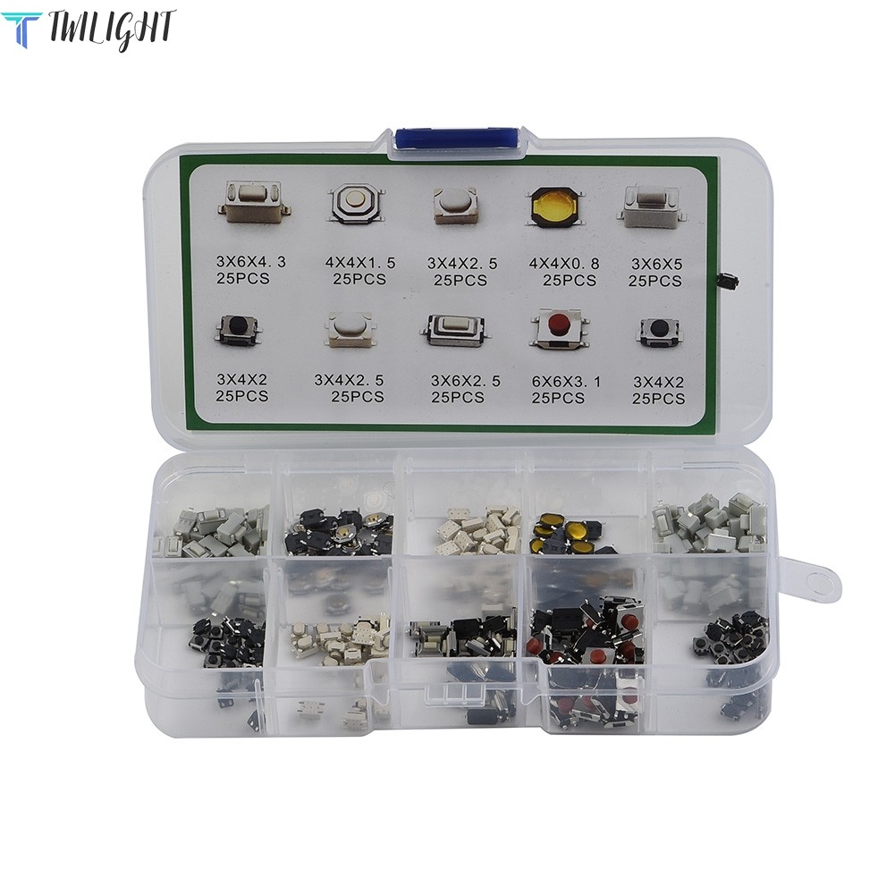 250pcs 10 Types Tact Tactile Push Button Switch Car Remote Key ...