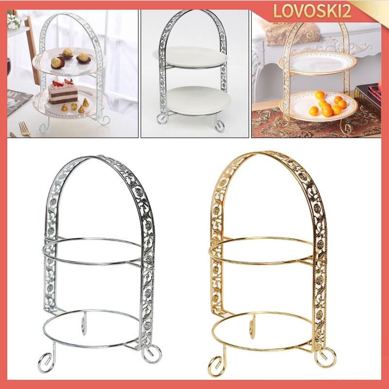 [LovoskiacMY] Two Tier Stand Display Serving Platter Iron Stand Cake ...
