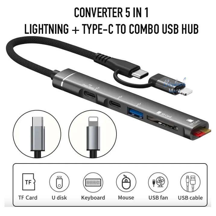 Multifunction Reader Adapter Converter Lightning + Type-C to Combo Usb ...