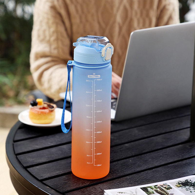 BCF Water Bottle 1 L, Water Bottle With Time Markings And Straw, Leak ...