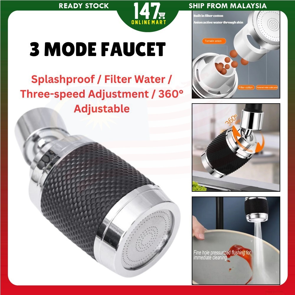 Kitchen Faucet Spout Universal Extended Aerator 3-Speed Adjustable ...