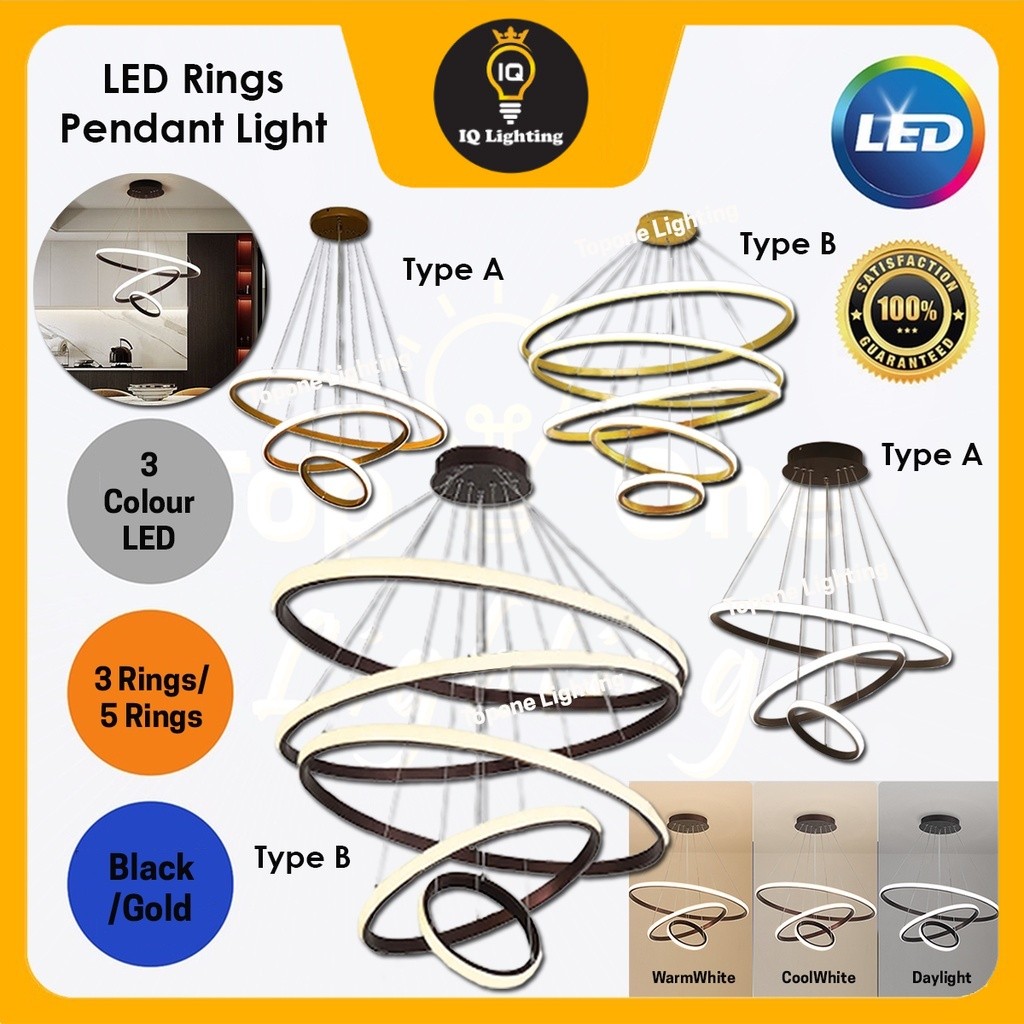 Modern Circle Design Pendant Light 3 Color Ceiling Light Lampu Hiasan ...