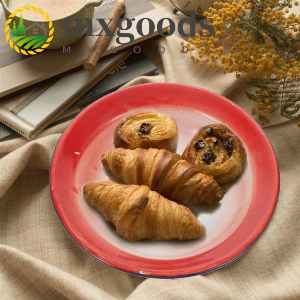 MXGOODS Round Enamel Plate, Old-fashioned Iron Enamel Iron Enamel Dish Plate, Practicality ...