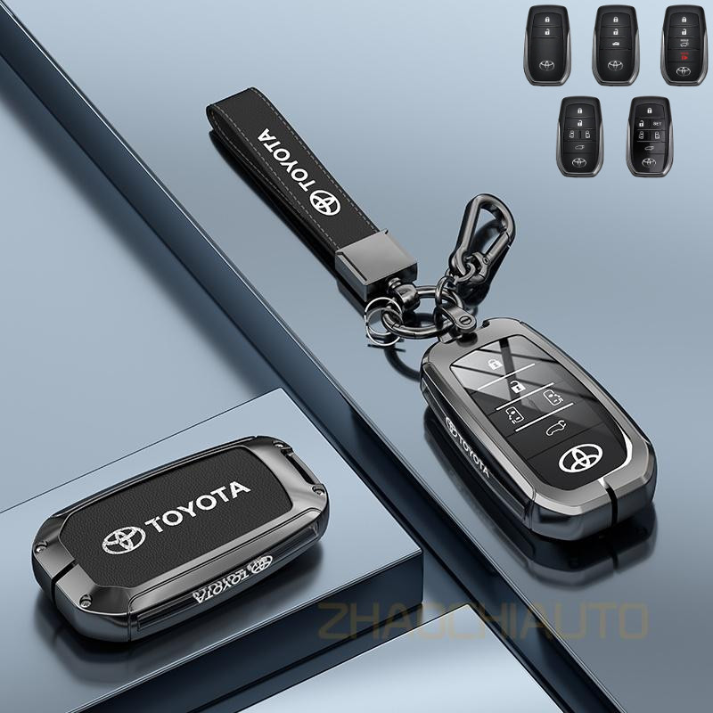 Metal key cover case remote key fob cover keychain for Toyota Alphard ...
