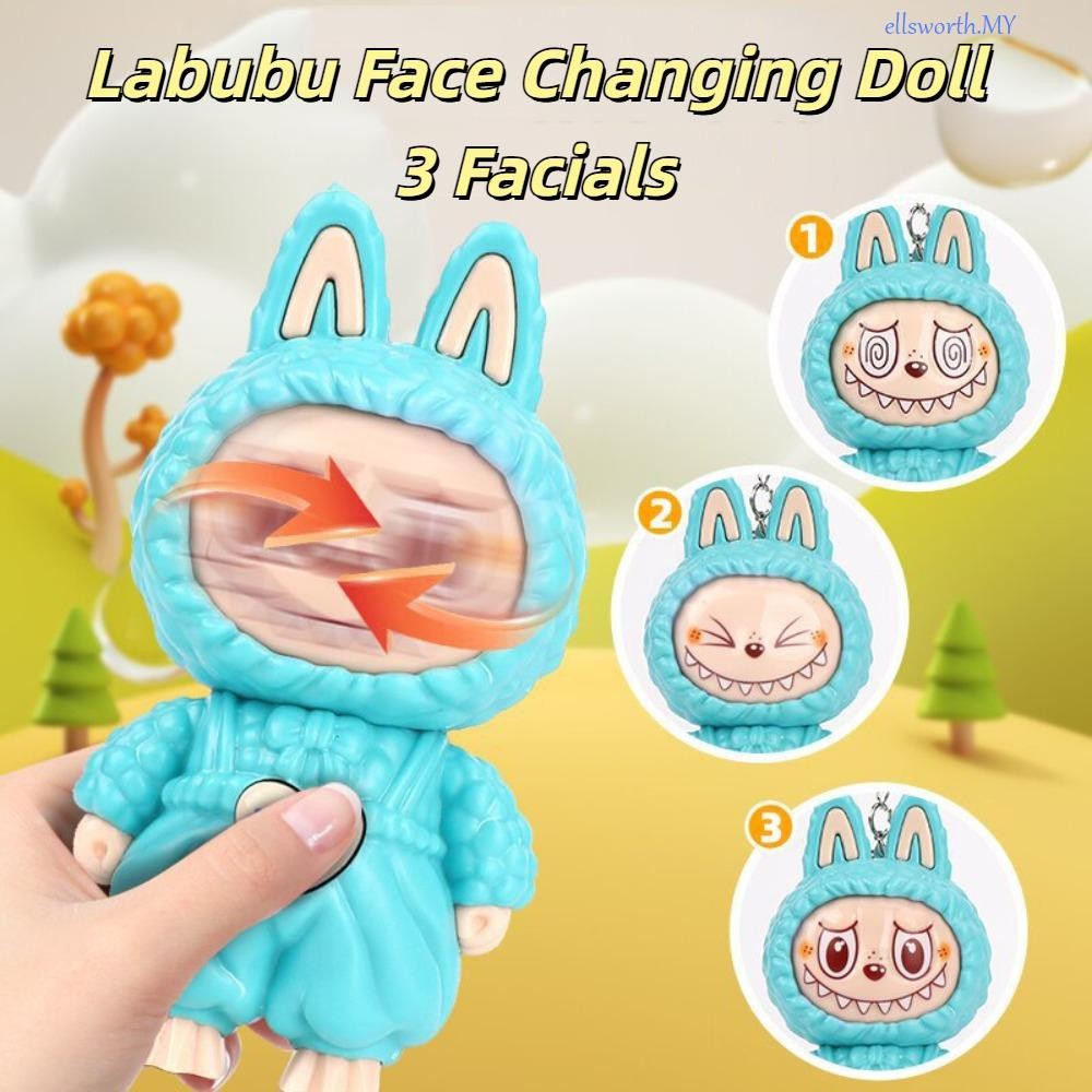 ELLSWORTH Labubu Face Changing Doll, With Keychain 3 Facial Labubu Face ...