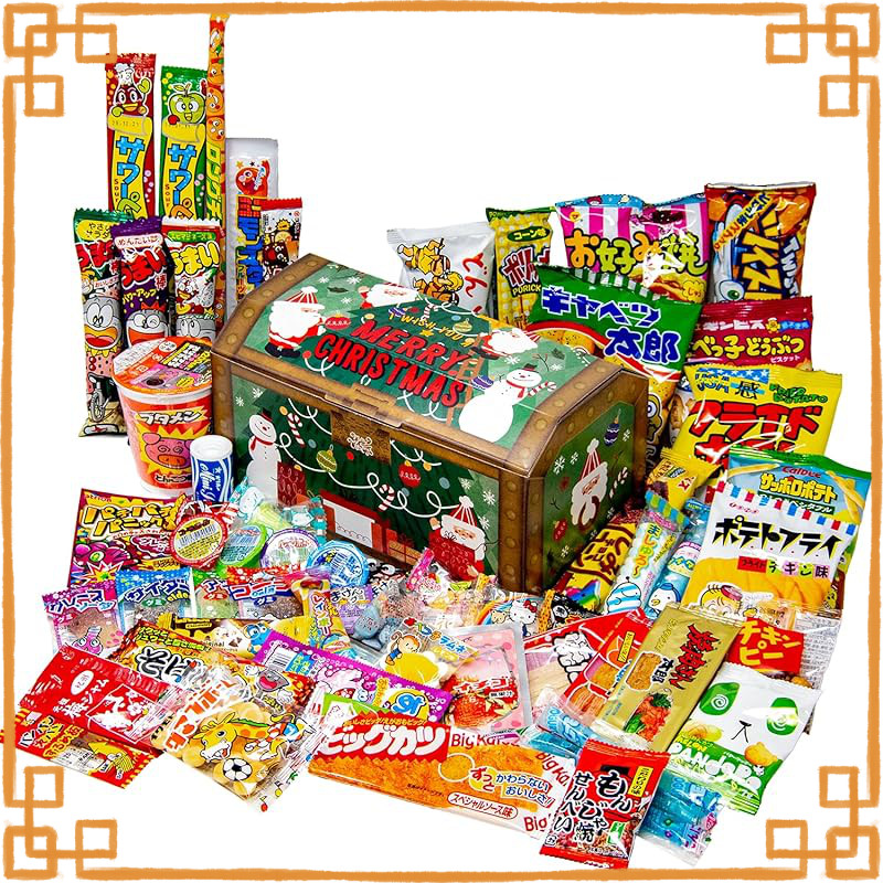 Christmas Treats Treasure Chest Gift Set - 60 Assorted Snacks and ...