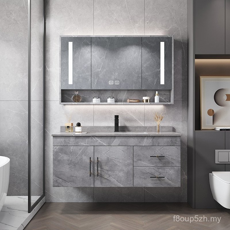 K8 Kombinasi almari bilik air papan batu kayu pepejal mewah sederhana ...