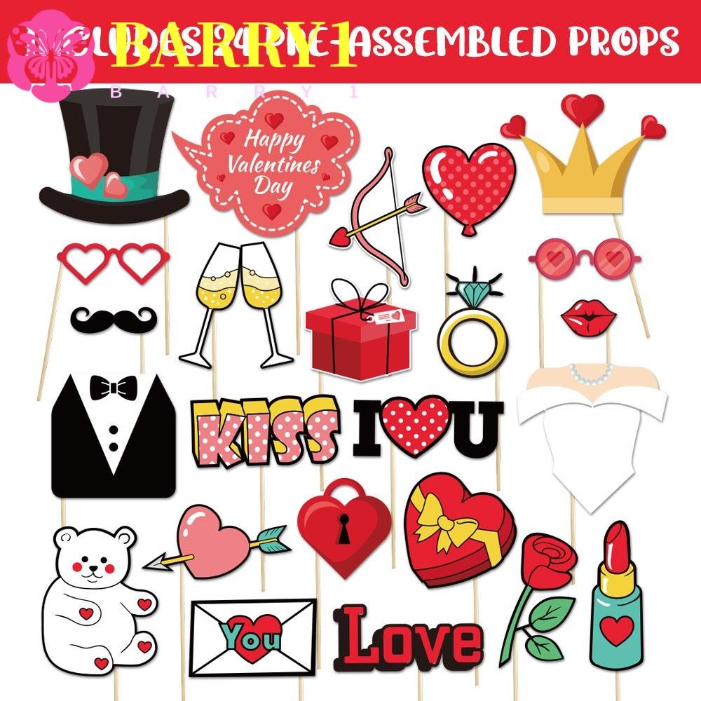 BARRY1 24Pcs/Set Valentine’s Day Photo Props, Elegant Handheld Bridal ...