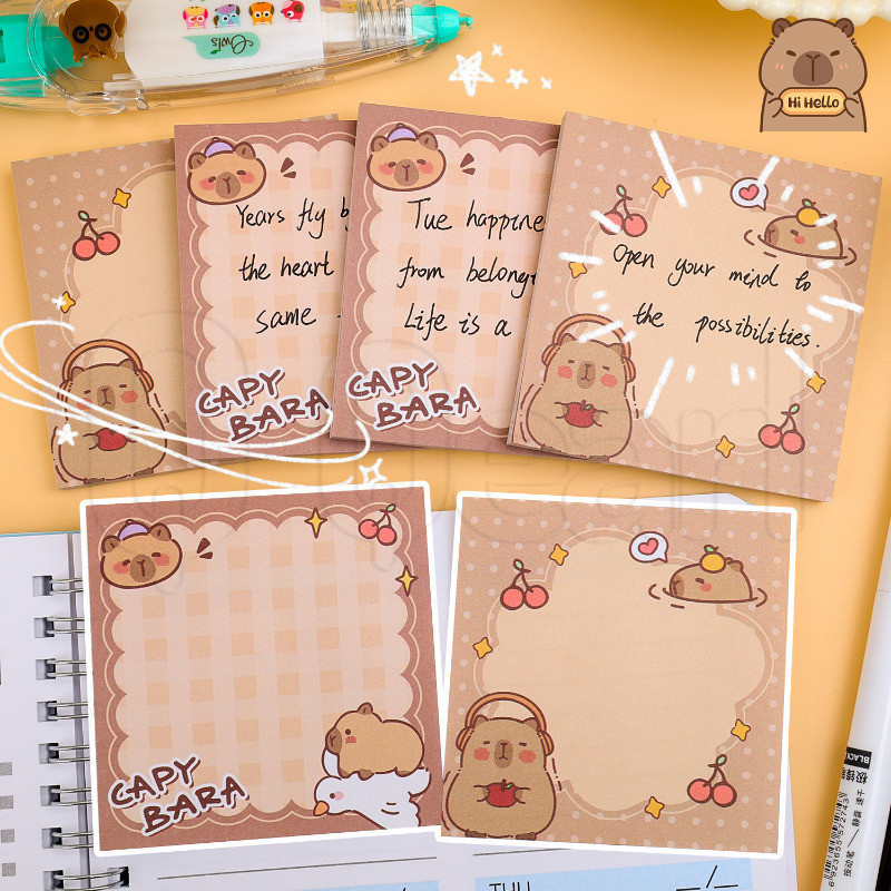 Capybara Sticky Notes - Cartoon Animal Message Stickers - Self Adhesive ...