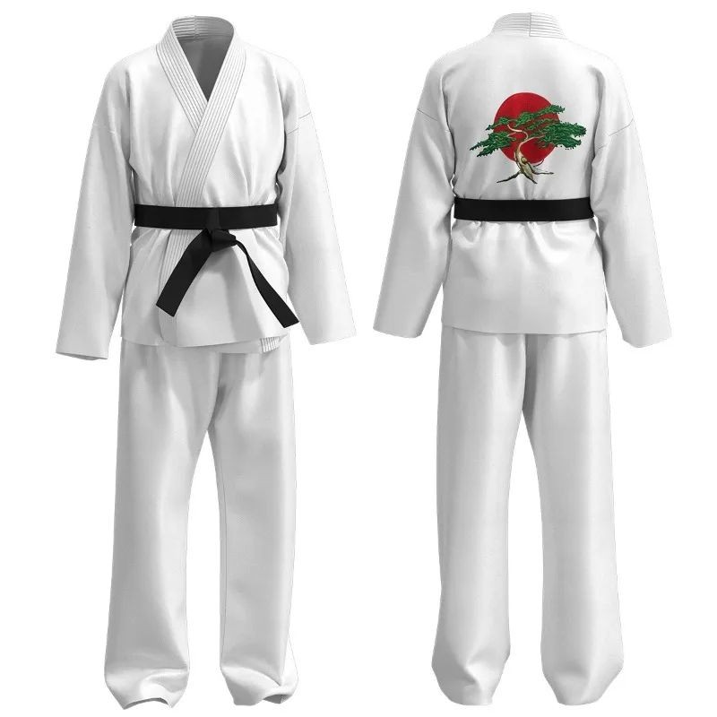 Karate Kids KOF Cobra Kai Cosplay Costume White Kimono Uniform Headband ...