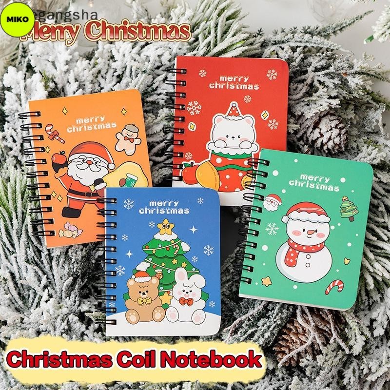 MS Christmas Mini Coil Notebook Cartoon Santa Claus Snowman Portable ...