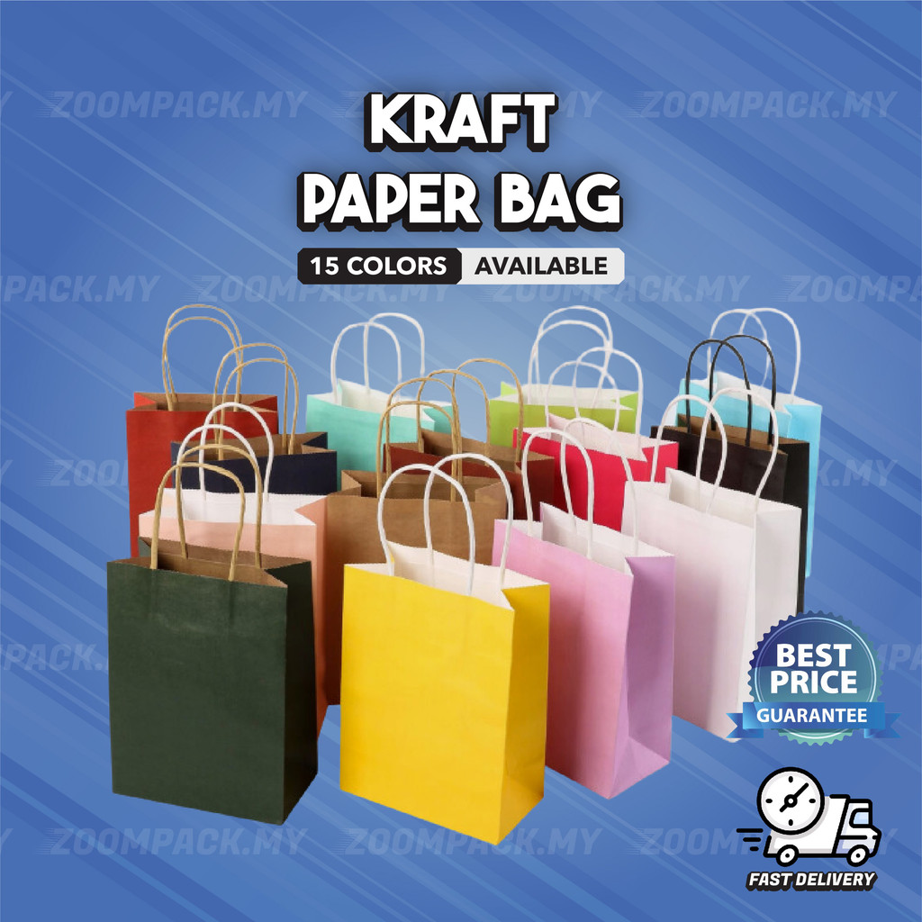 ZoomPack Kraft Paper Bag Party Colourful Multifunction Doorgift Handle ...