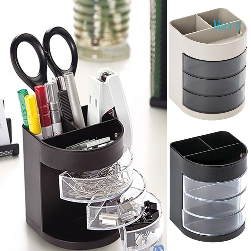 Mary Desktop Pen Holder with 3 Rotating Drawers Multipurpose Pen ...