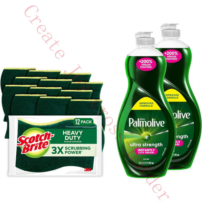 Span Scrub Tugas Berat Scotch-Brite dengan Sabun Pinggan Hijau Asli ...