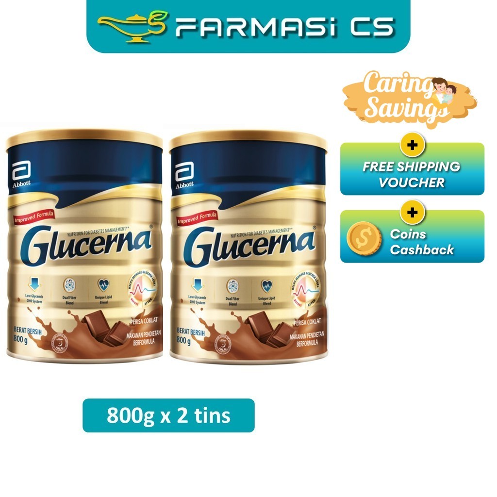 Abbott Glucerna Chocolate Flavour 800g x 2 Tins (TWIN) EXP:06/2026 ...