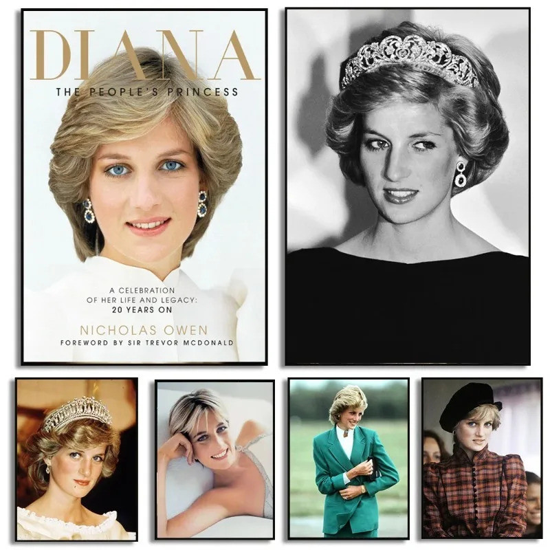 Vintage Diana Princess Poster Elegant Female Portrait Art Canvas ...