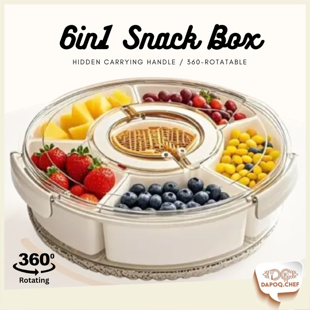 DC Fruit Stroge Box Rotating 6 Compartments Bekas Makanan Food Tray ...