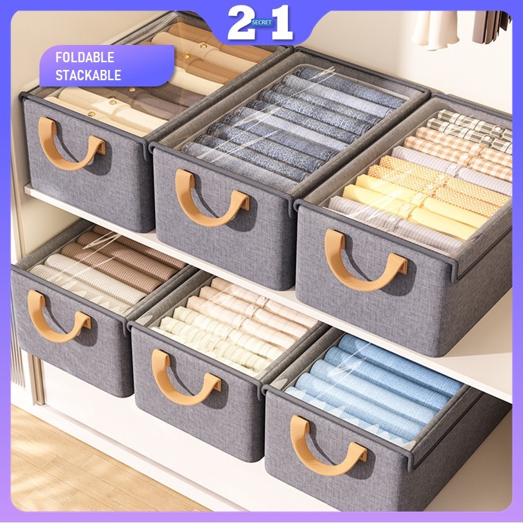 Foldable Cloth Storage Box With Cover Steel Frame Storage Box Storage ...
