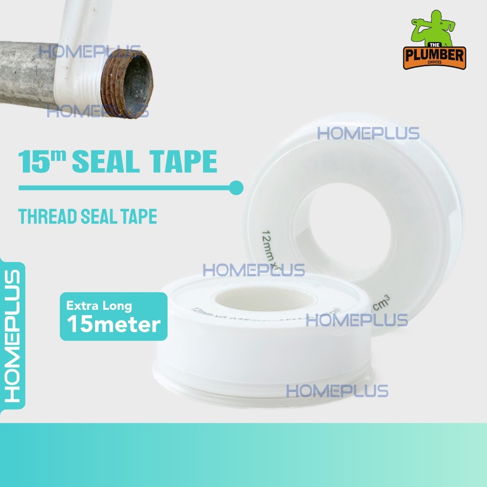 Homeplus 15 Meter 12mm Extra PTFE White Thread Pipe Seal Tape PVC ...