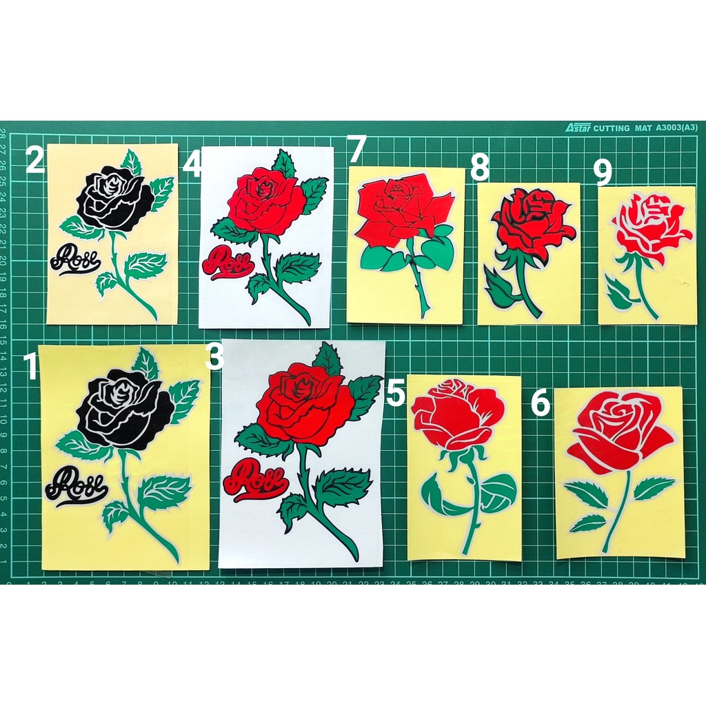 Sticker Bunga Rose Ros Merah/Hitam Pantul Reflect Sticker Motor Rare ...