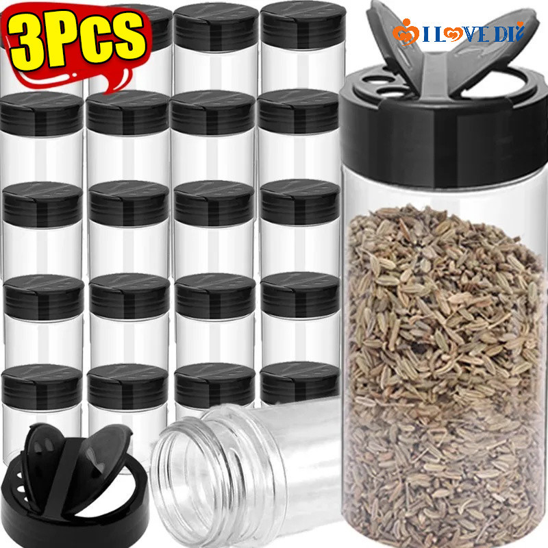 Home Kitchen Seasoning Containers - Transparent Empty Spice Jars with ...