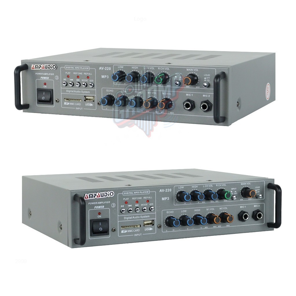 AmpAudio AV220 Karaoke Amplifier Bluetooth Stereo Amplifier Wireless Audio Home Karaoke Power ...