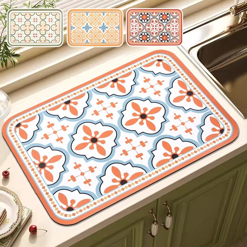 Nordic Kitchen Drain Pad Crystal Velvet Placemat Anti Slip Drying Dish ...