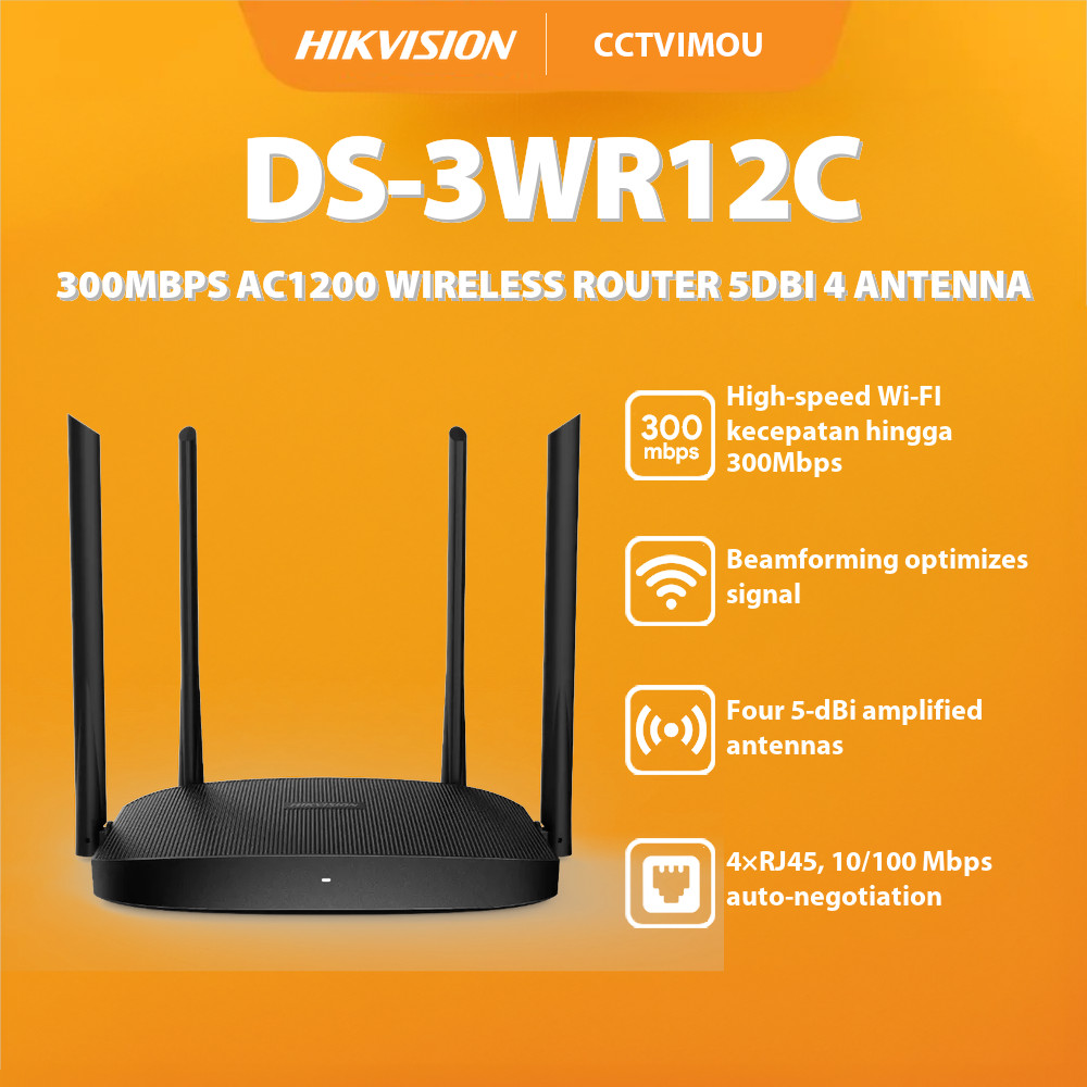 Hikvision DS-3WR12C 300MBPS AC1200 WIRELESS ROUTER 5DBI 4 ANTENNA ...