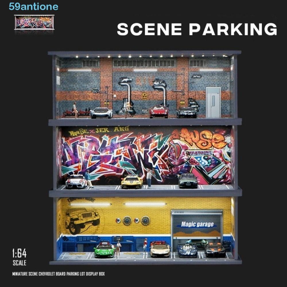 ANTIONE Garage Scene Model, Miniature 1/64 Scale Parking Lot Model ...