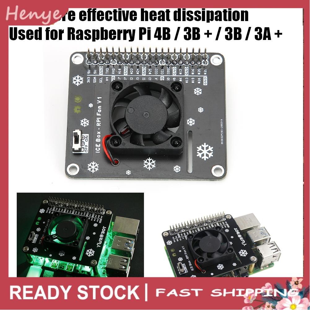 Henye LED Light Cooling Heat Sink Fan Kit For 4B/3B+GPIO Expansion ...