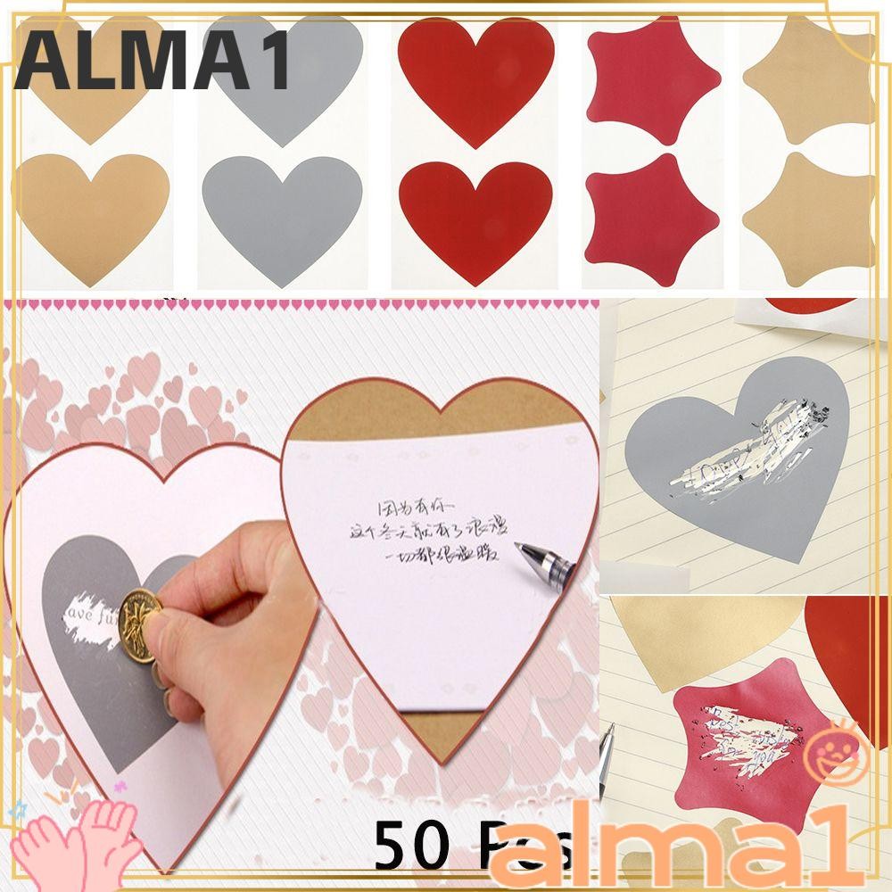 ALA 50 Pcs / Set Scratch Card Sticker Love Heart Shape Decoration ...
