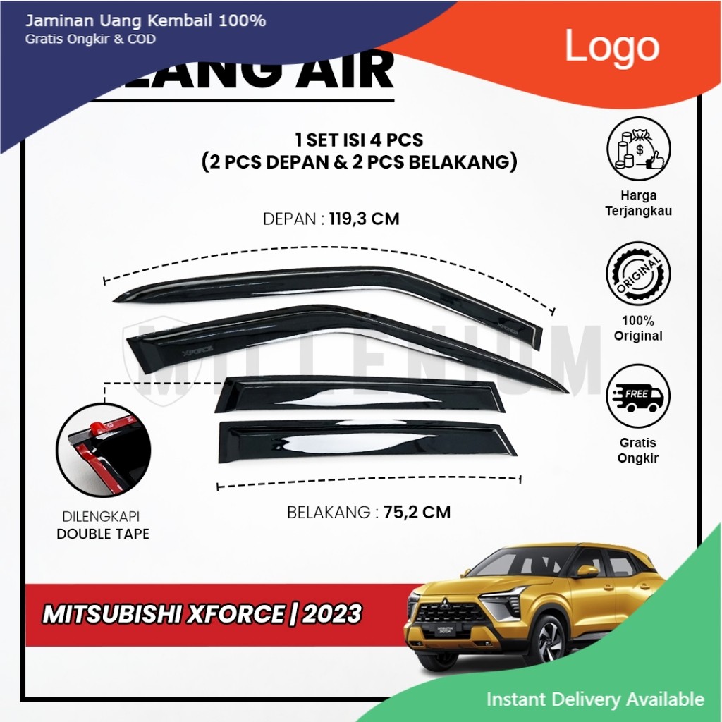 Mistubishi Xforce Car Door Water Gutters 2023 Slim Model 4 Doors Tasya ...