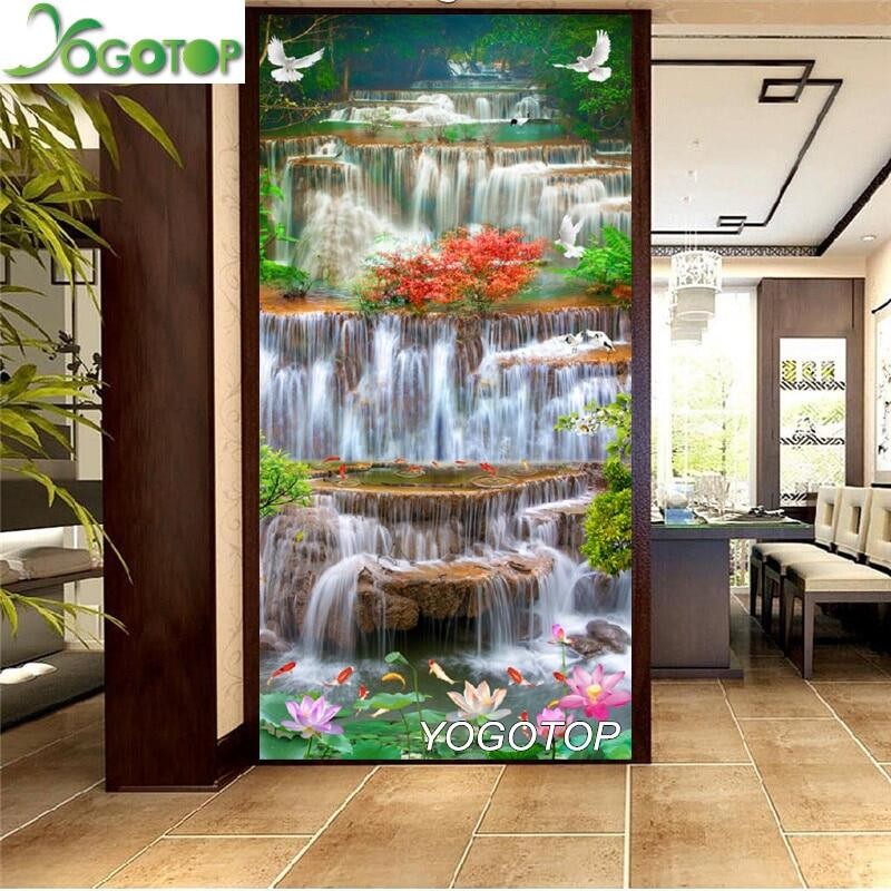 Large painting waterfall natural scenery Embroidery mosaic Rhinestone ...