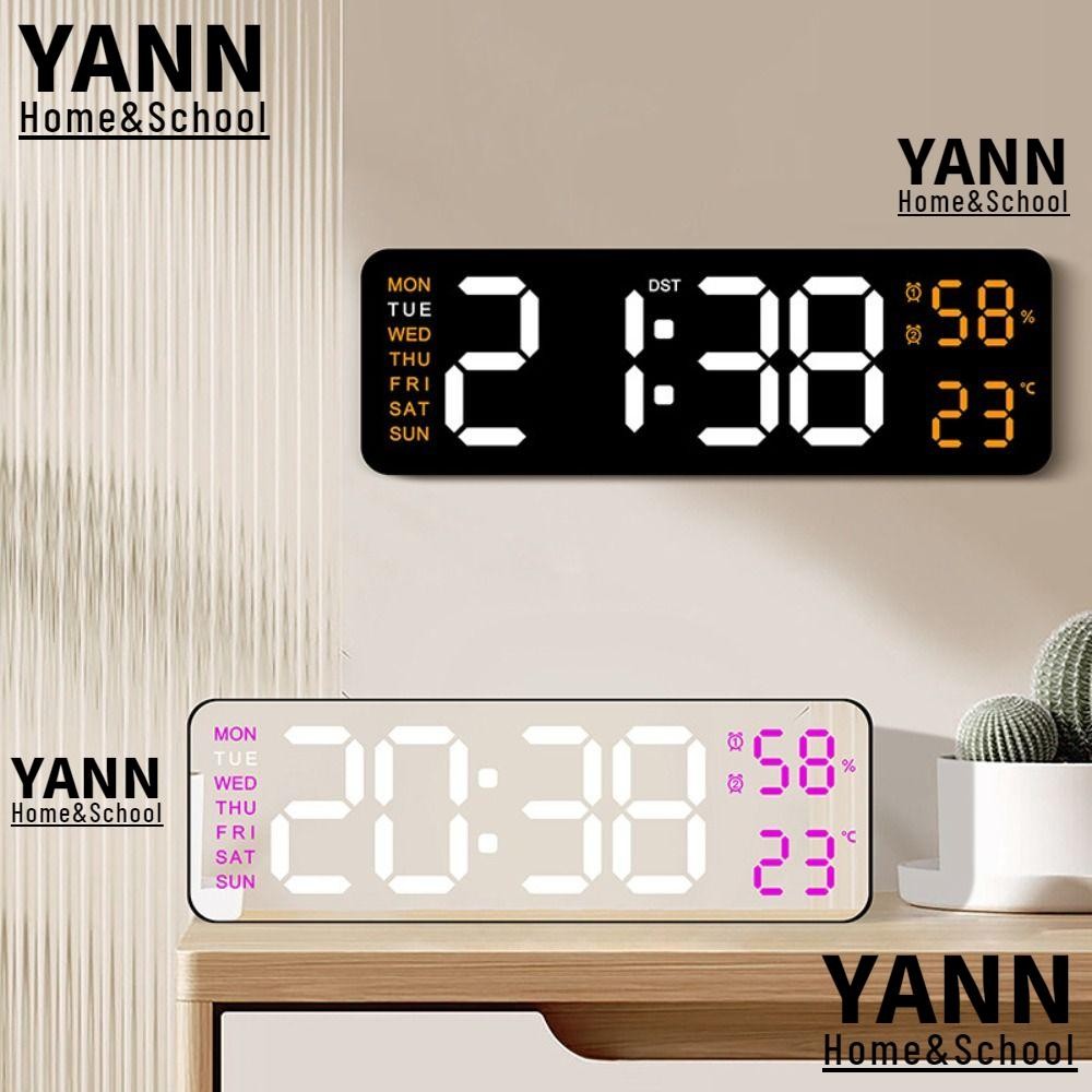 YANN Electronic Wall Clock, Wall-mounted Multi-functional Digital LED ...