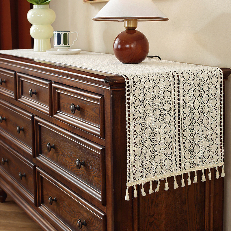 OMMO Lacey Table Runner Crochet Knit Muji Style Dining Table Cloth ...